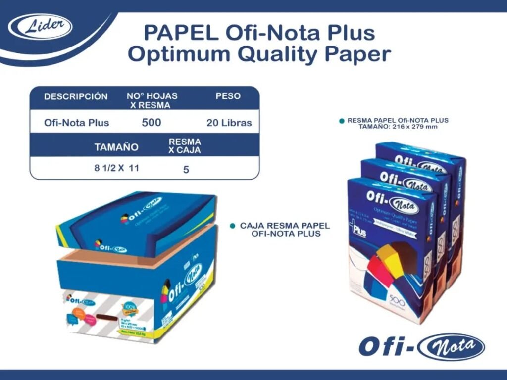 Resma de Papel 8.5” x 11” – Ofi-Nota, 500 Hojas | Proindel Dominicana